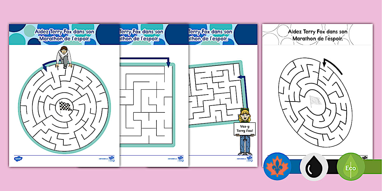 Primary Terry Fox Mazes French (teacher made) - Twinkl