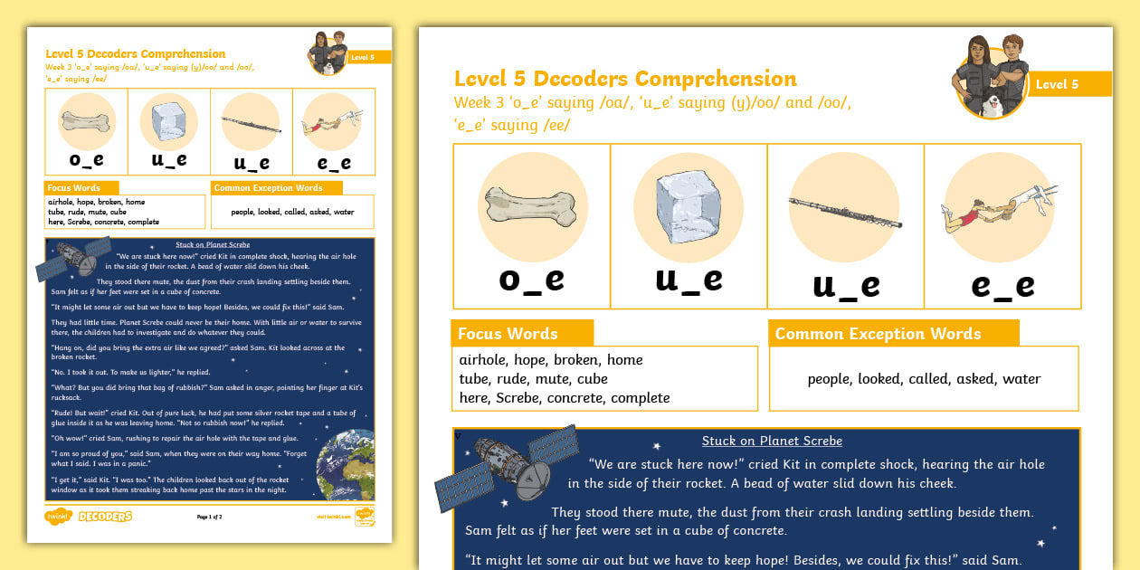 Twinkl Phonics KS2 Decoders Level 5 Week 3 Comprehension