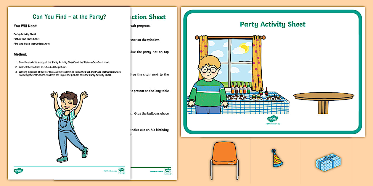At the Party Can You Find...? Activity Pack - English