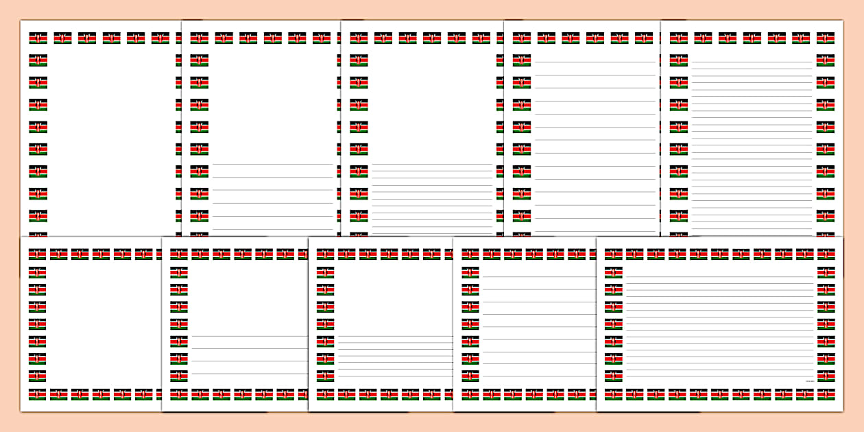 Editable Kenya Flag Page Borders (teacher made) - Twinkl