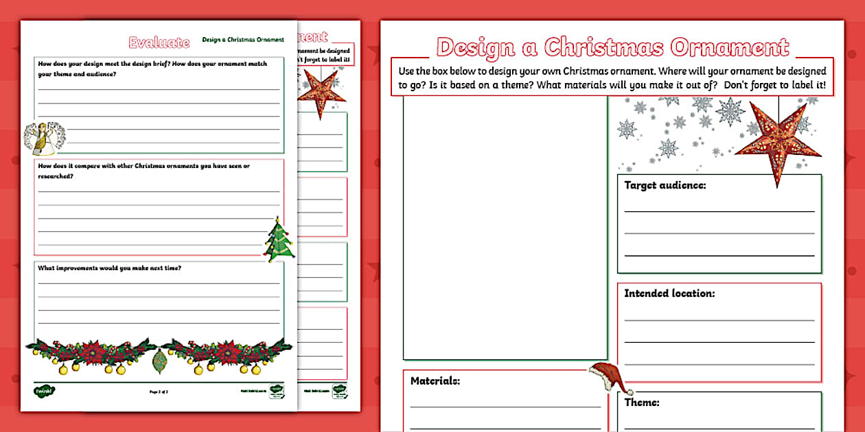 KS2 Design a Christmas Ornament Worksheet (teacher made)
