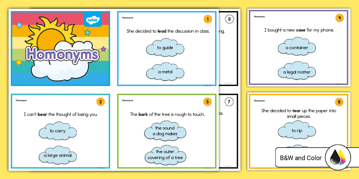 Homograph Task Cards for 2nd-3rd Grade (teacher made)