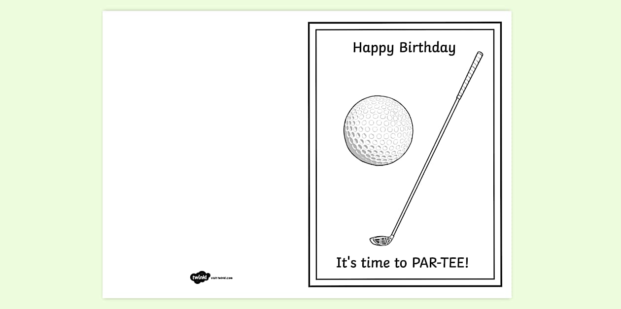Golf Club & Ball Birthday Card Colouring Activity