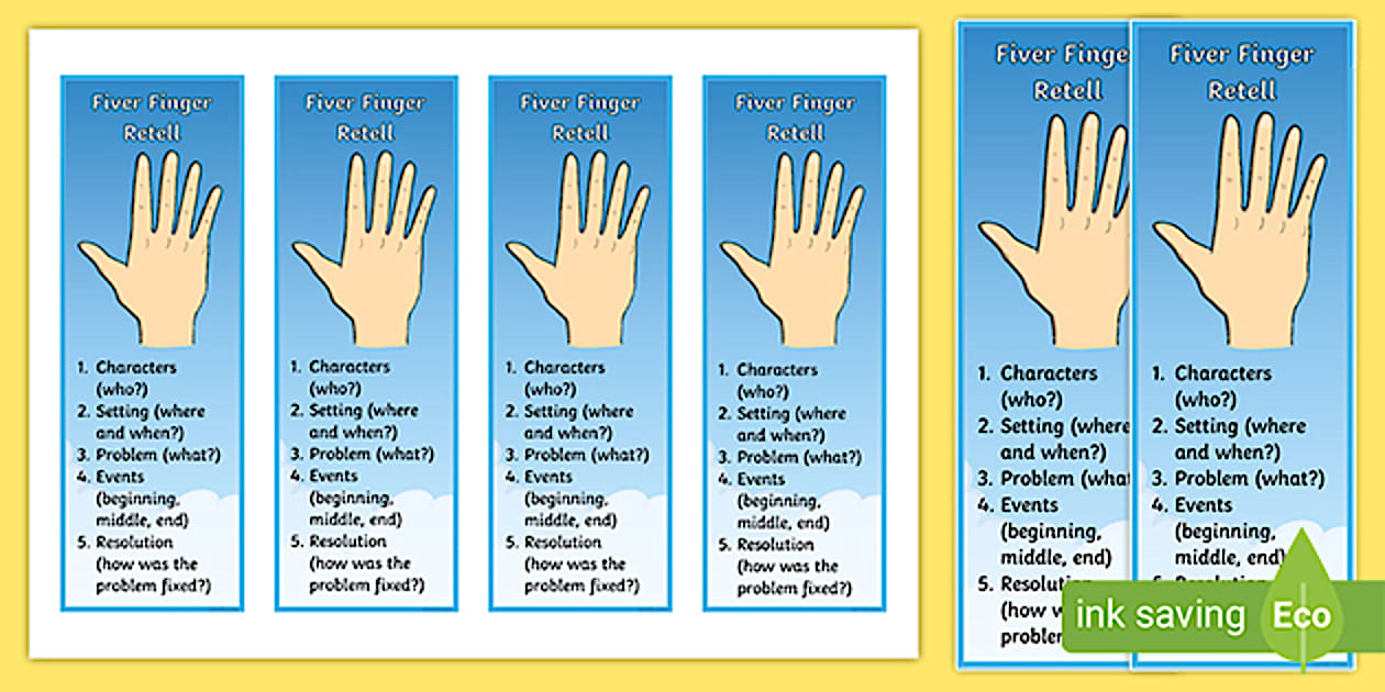 Five Finger Retell Editable Bookmarks - Twinkl