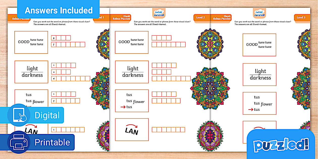 Fun Diwali Rebus Puzzles Pack - Twinkl - Kids Puzzles