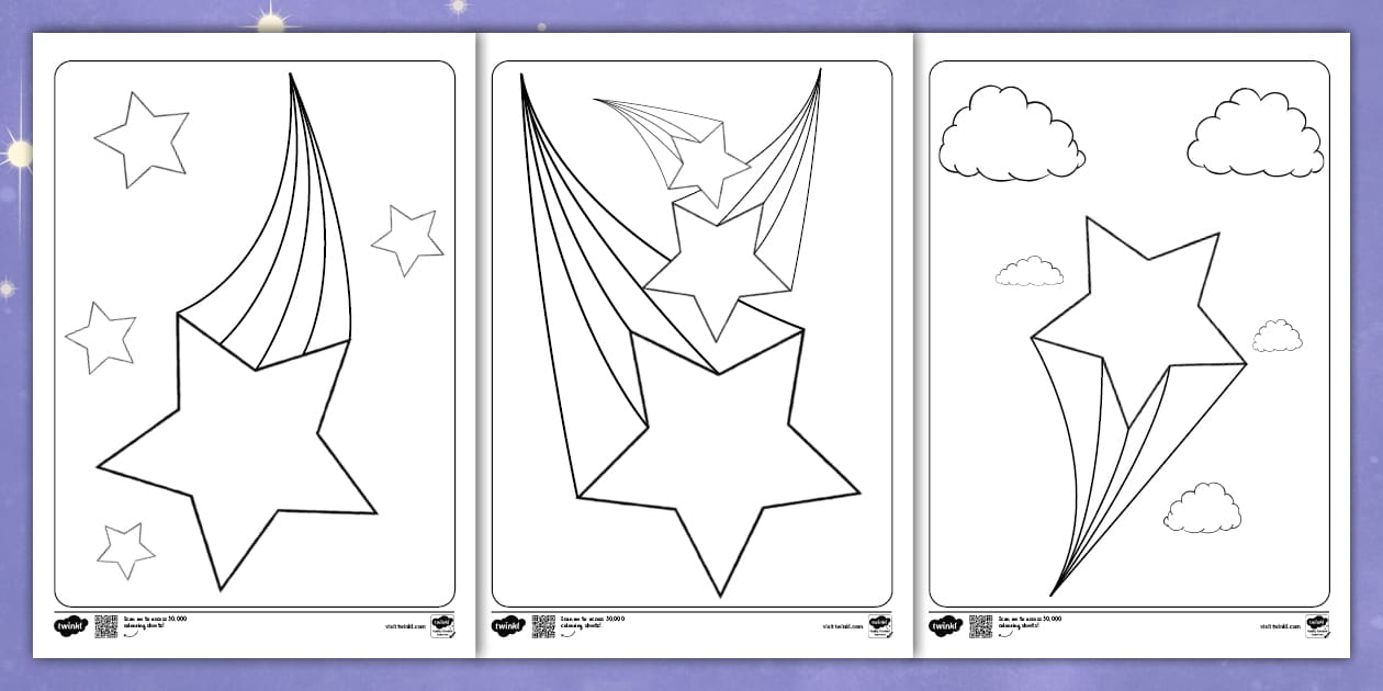 Shooting Star in Sky Colouring Sheet | Activity | Twinkl