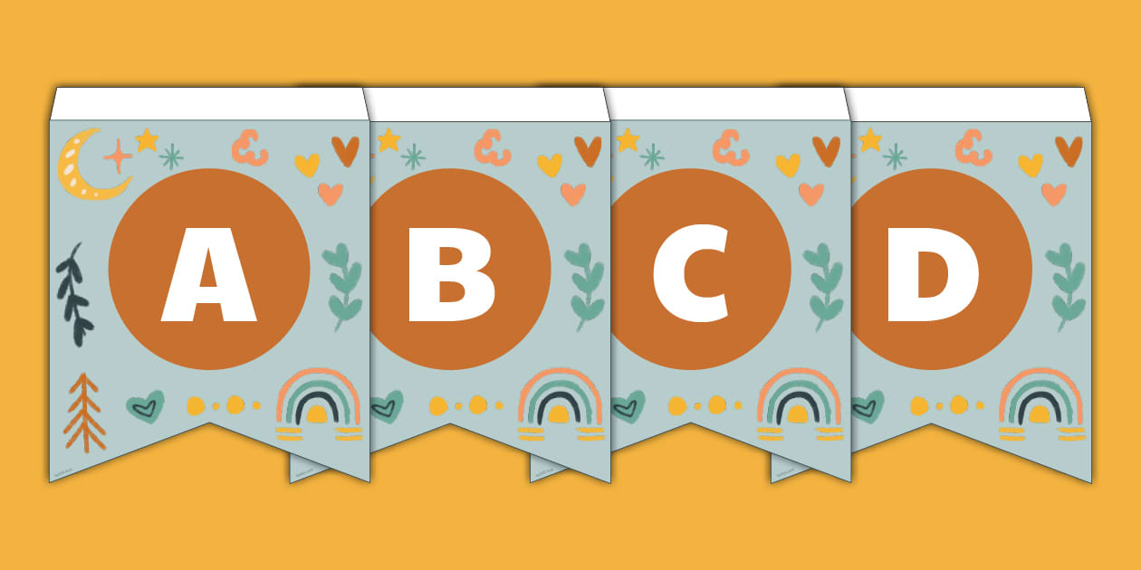 Boho Dreamscape-Themed A-Z Display Bunting (Teacher-Made)