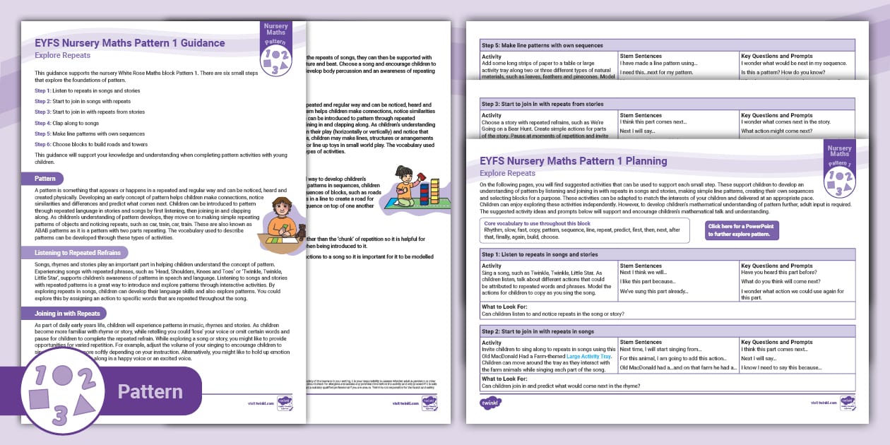 EYFS Nursery Maths Pattern 1 Guidance and Planning | Twinkl
