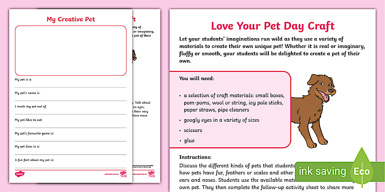 Love Your Pet Day Pet Craft and Activity
