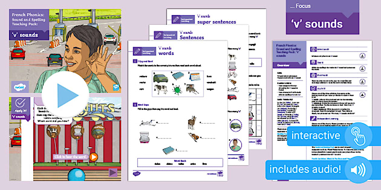 👉 French Phonics: Sound and Spelling Teaching Pack 'v' Sounds