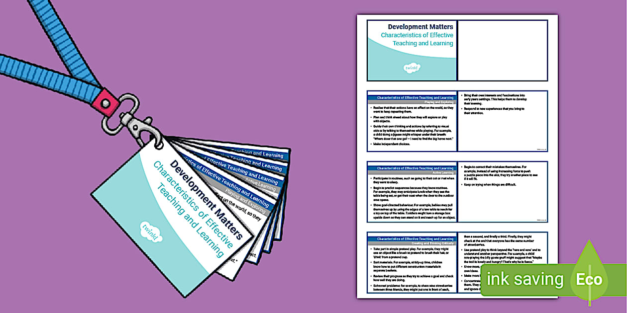 Lanyard-Sized EYFS Characteristics of Effective Teaching and Learning Cards