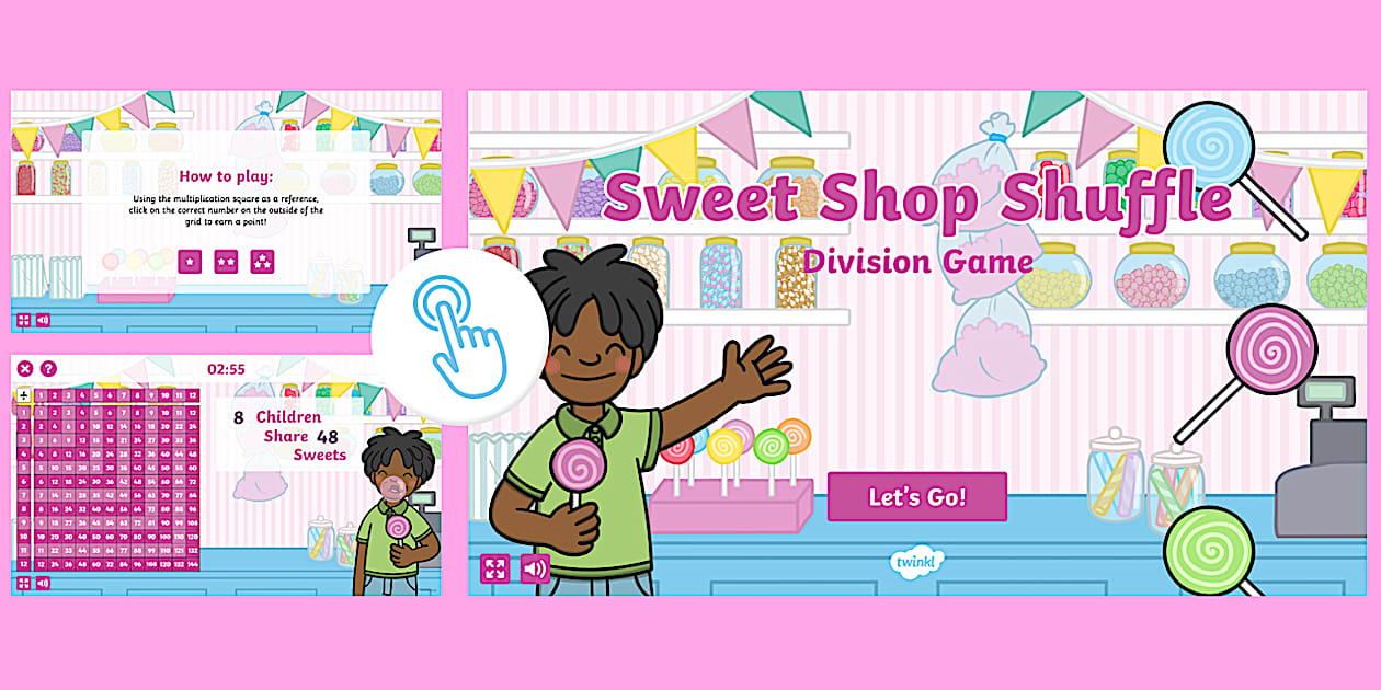Sweet Shop Shuffle Division Game | Twinkl Go! (teacher made)