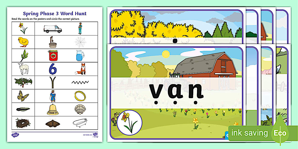 Spring Phase 3 Phonics Word Hunt (teacher made) - Twinkl