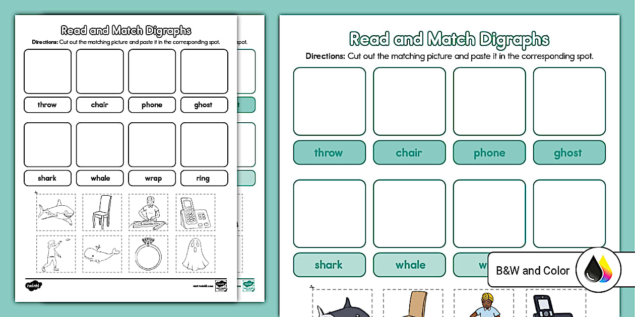 Read and Match Digraphs Activity (professor feito) - Twinkl