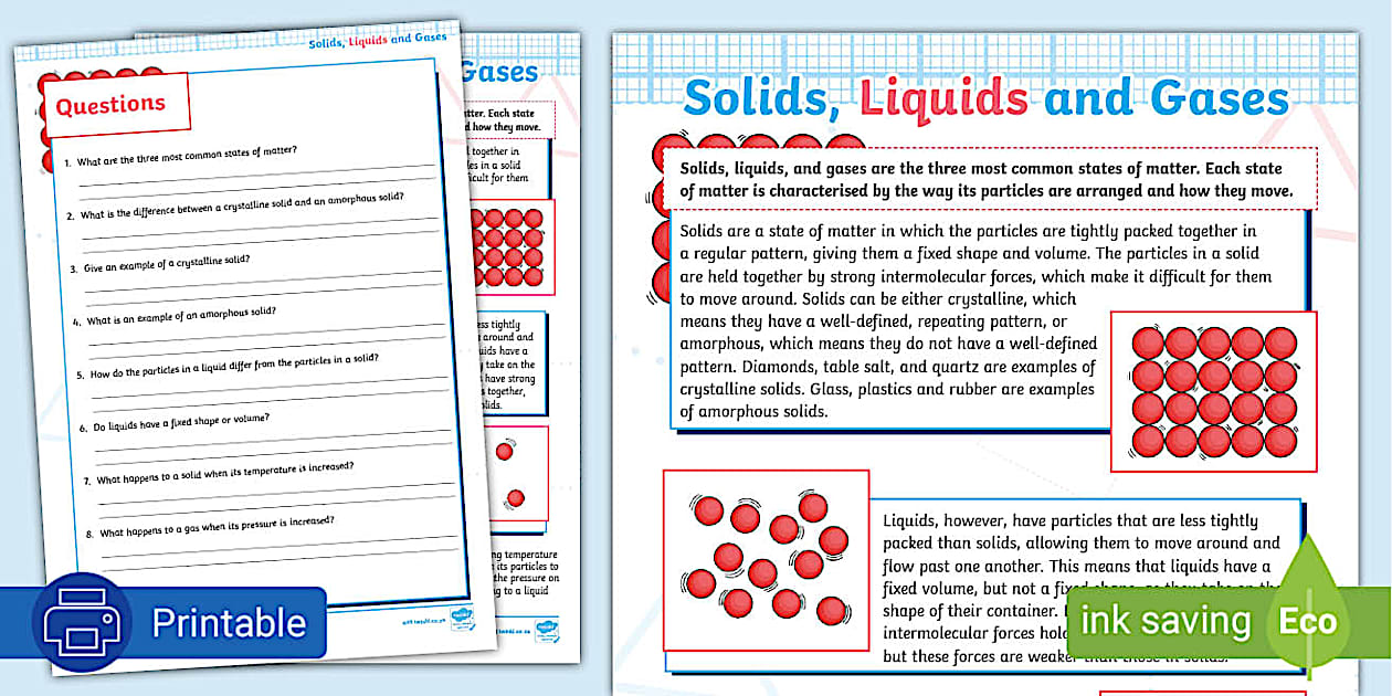 Solids, Liquids and Gases (teacher made) - Twinkl