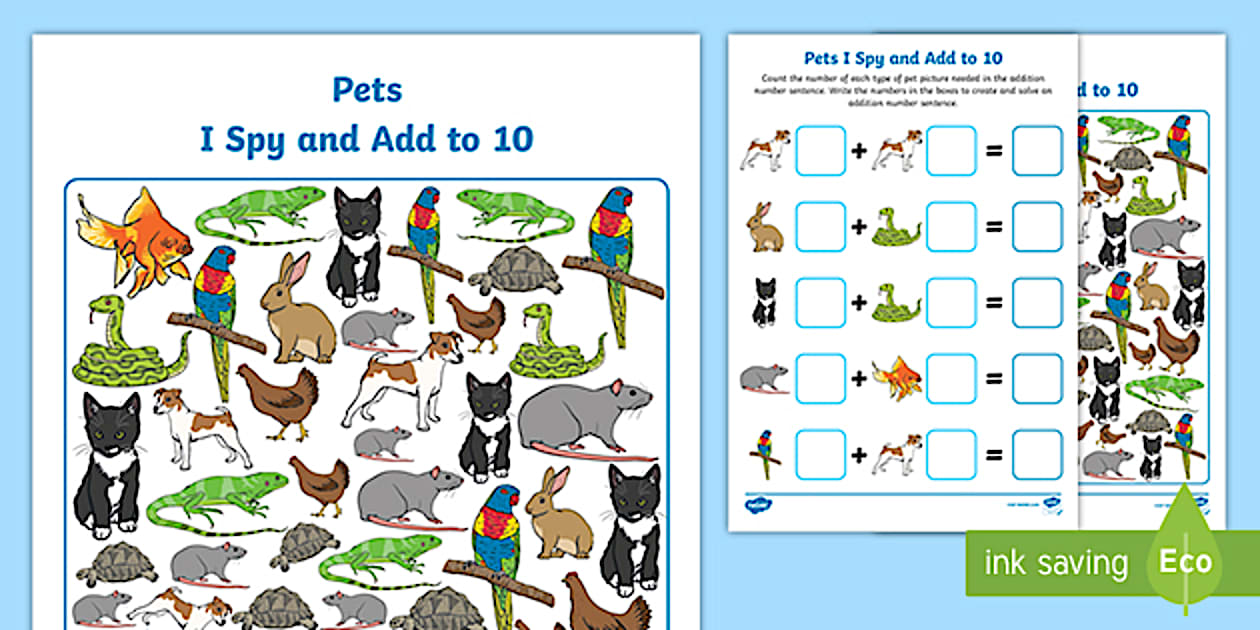 👉 Pets I Spy and Add to 10 (teacher made) - Twinkl
