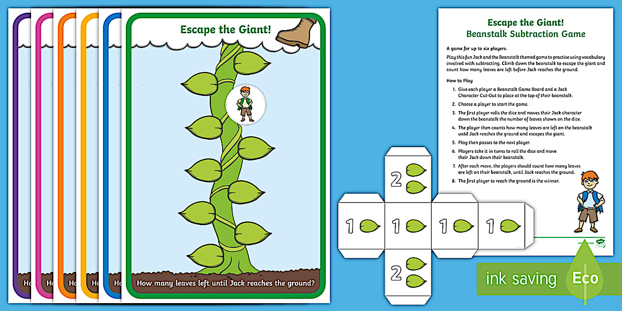 Escape the Giant! Beanstalk Subtraction Game - Twinkl