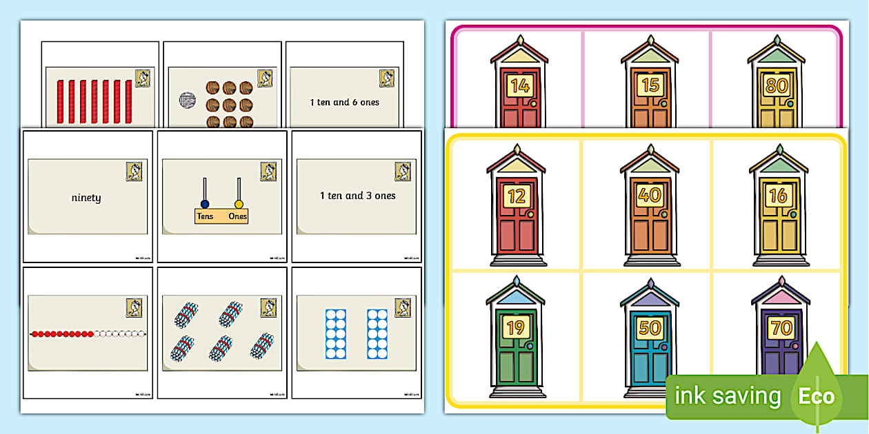 👉 KS1 Place Value Post Game: Teen and Ty Numbers - Twinkl
