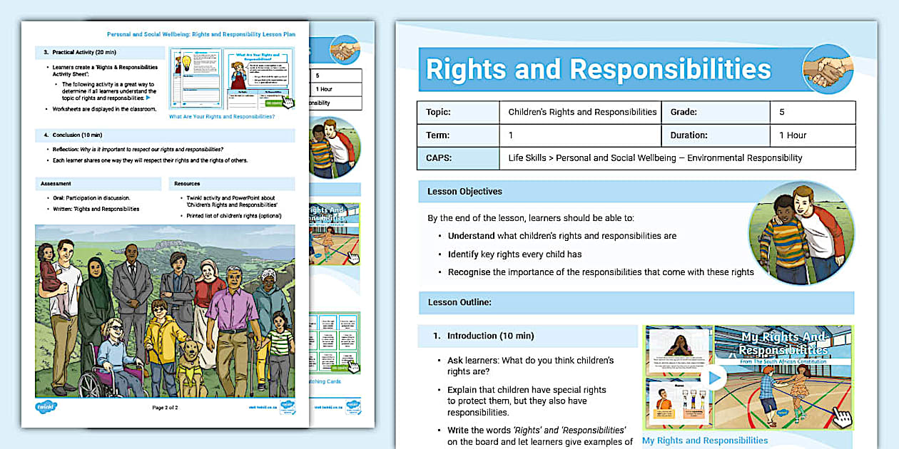 Grade 5 Life Skills: Rights and Responsibilities Lesson Plan