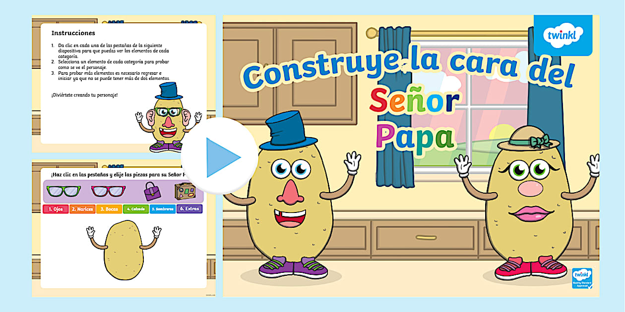 PowerPoint: Construyendo la cara del señor papa - Twinkl