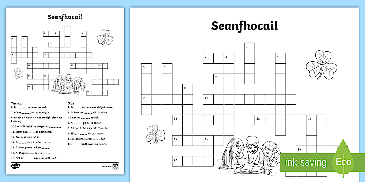 Irish Proverbs (Seanfhocail) Crossword Gaeilge - Twinkl