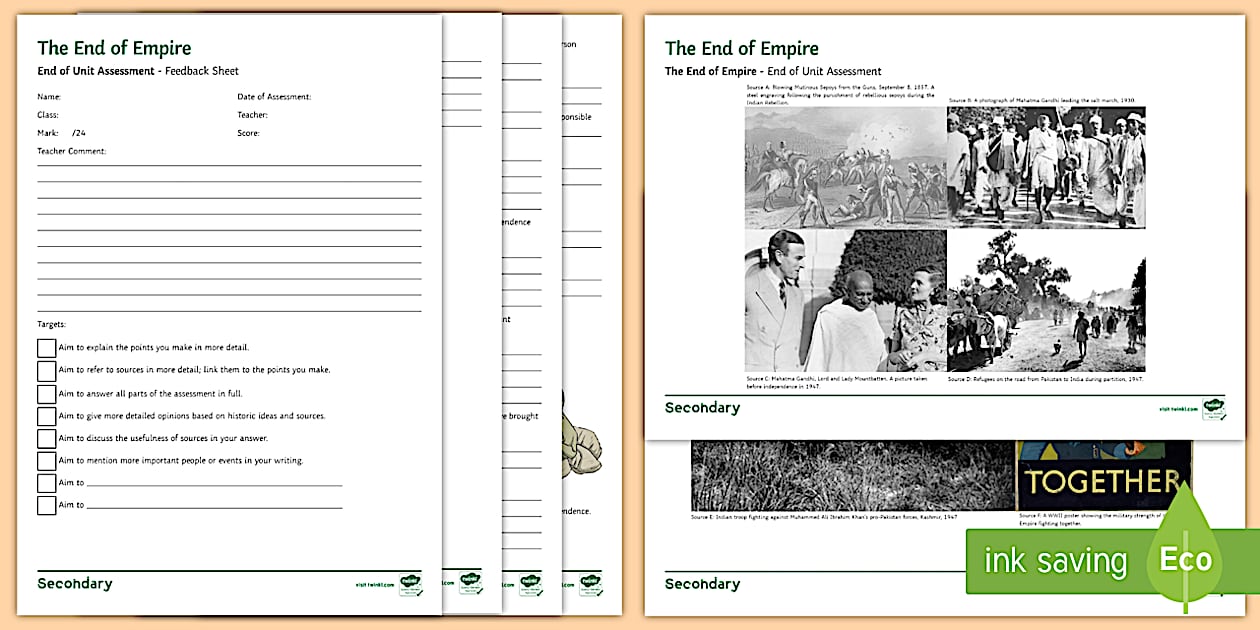 The End of Empire Differentiated Assessment Pack