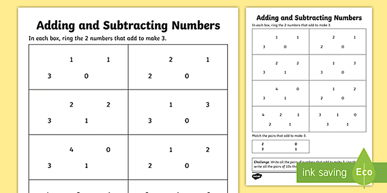 Number Facts to 20 Find Pairs to 3 Worksheet (teacher made)