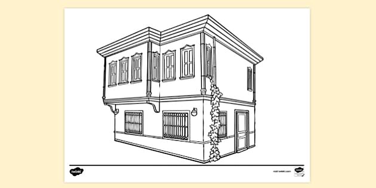 Geleneksel Türk Evi Boyama Sayfası (teacher made) - Twinkl