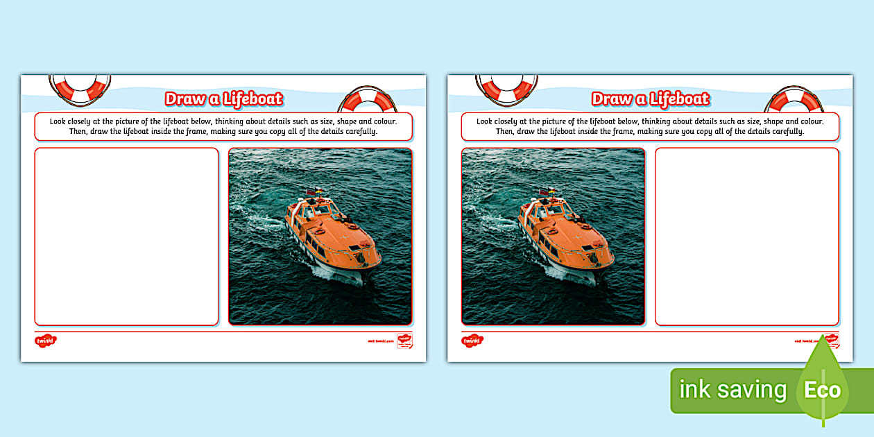 Draw a Lifeboat Worksheet (teacher made) - Twinkl