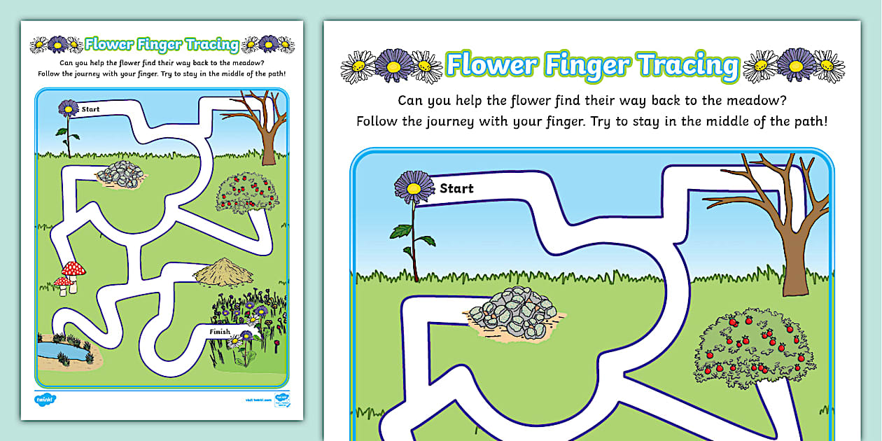 Flowers Finger Tracing Activity (Teacher-Made) - Twinkl