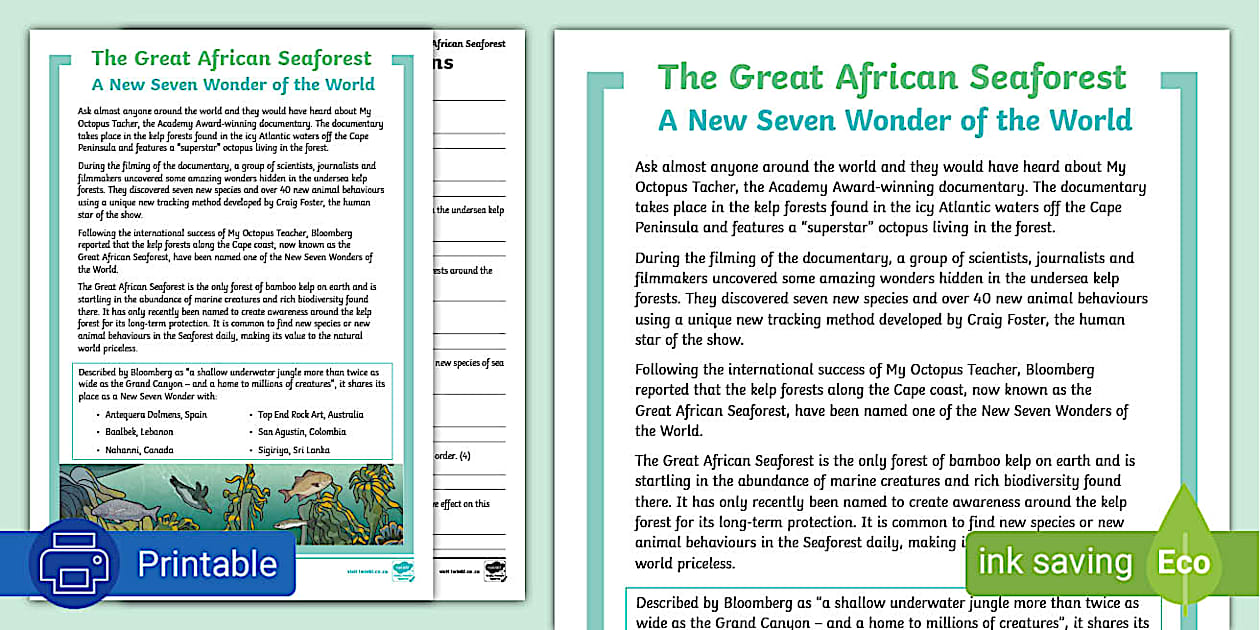 The Great African Sea Forest Comprehension - South Africa