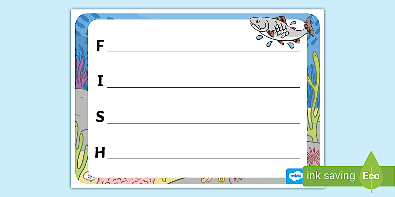 Fish Acrostic Poem Template (teacher made) - Twinkl