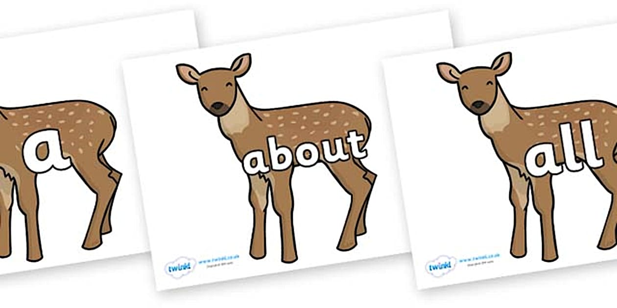 Cursive 100 High Frequency Words on Fawns (teacher made)