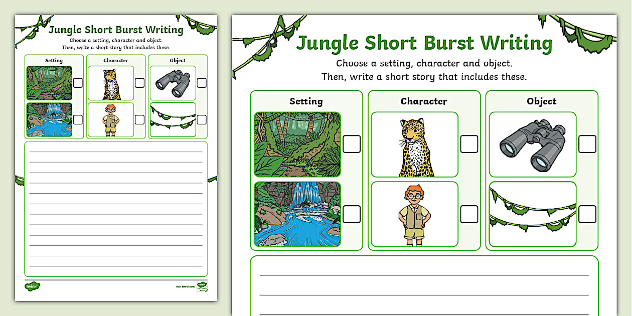Jungle Short Burst Writing Template (teacher made) - Twinkl