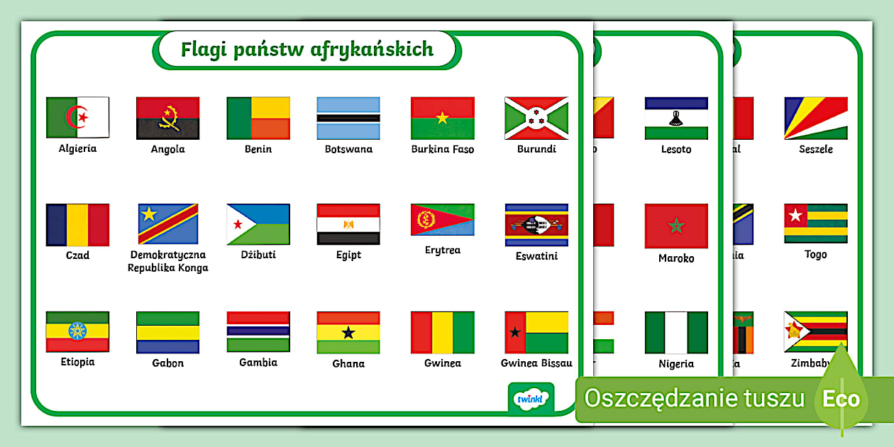Afryka | Flagi | Maty obrazkowe | Flagi państw afrykańskich
