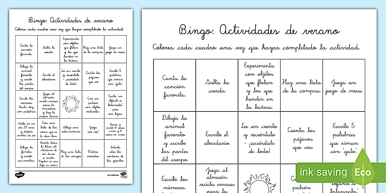 Bingo Actividades de Verano (teacher made) - Twinkl