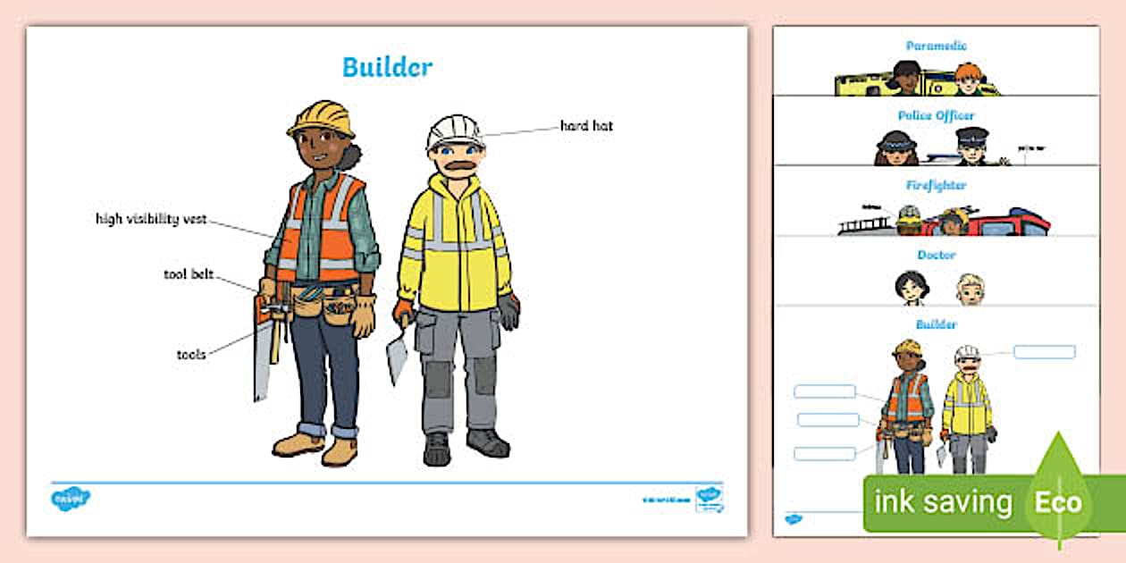 People Who Help Us Labelling Worksheets (teacher made)