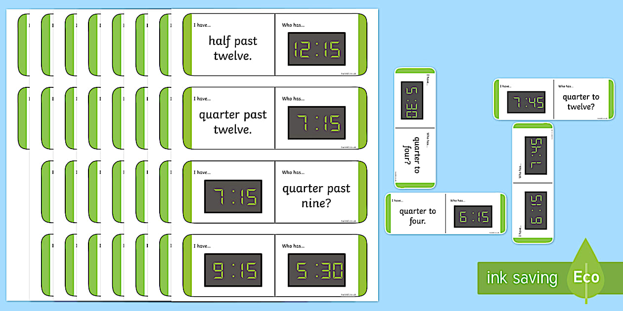 Half Past Quarter Past Quarter To Loop Cards (teacher made)