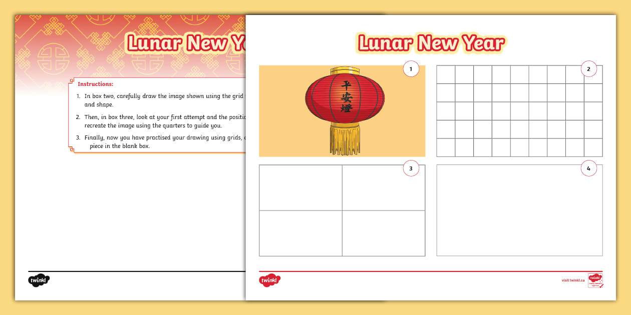 Lunar New Year Lantern Art Progress Template (teacher made)