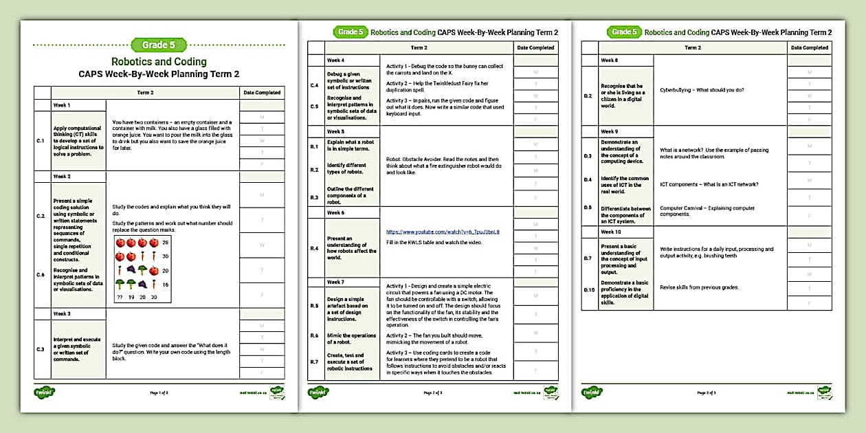 CAPS Curriculum Week-By-Week Planning Term 2 (teacher made)