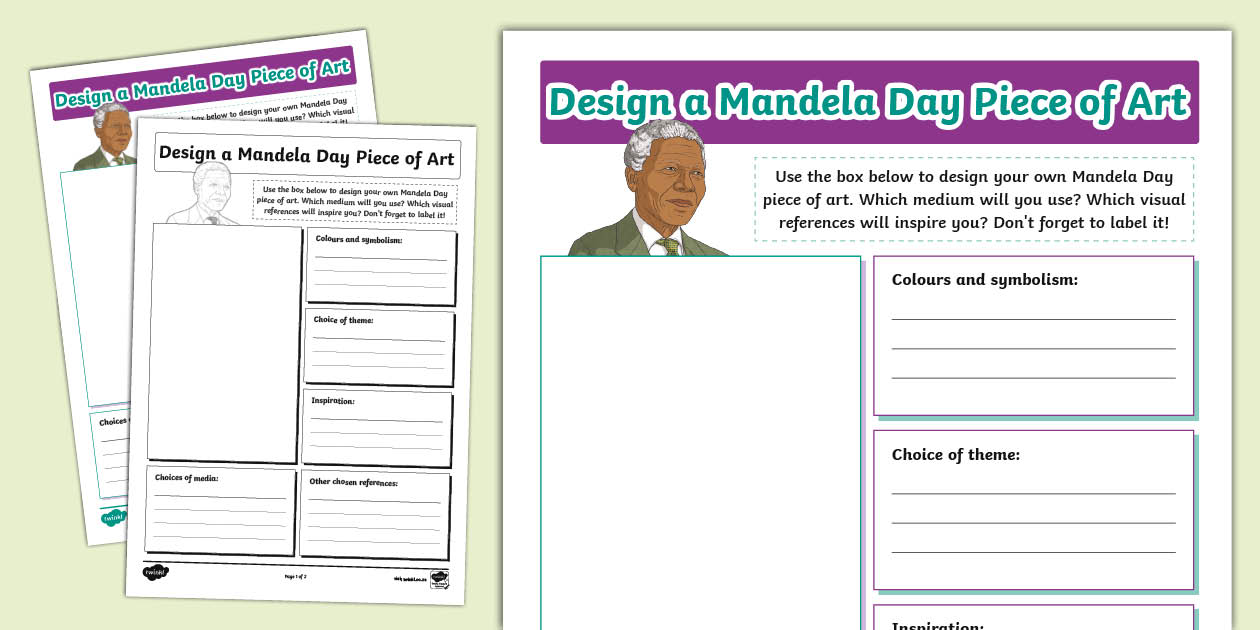 * NEW * Design a Mandela Day Piece of Art Worksheet - Twinkl