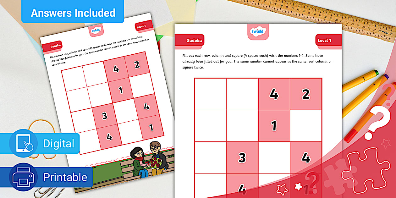 Valentine's Day Interactive Sudoku - L1 - Kids Puzzles