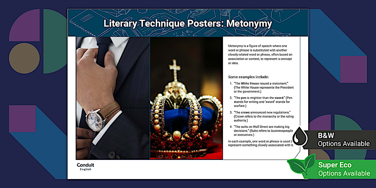 Literary Technique Posters: Metonymy (teacher made) - Twinkl