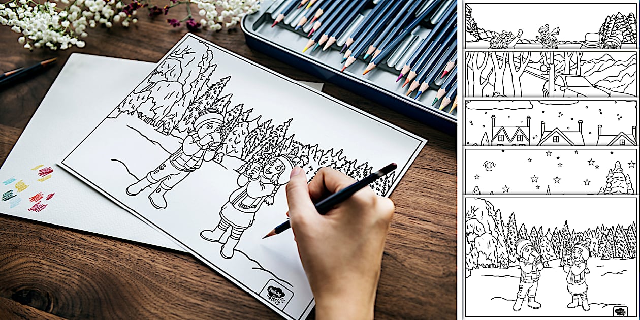 Winter Scenes - Winter Colouring Pages | Twinkl Party