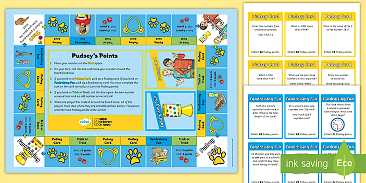 FREE! - BBC Children in Need - Pudsey Maths Board Game Pack