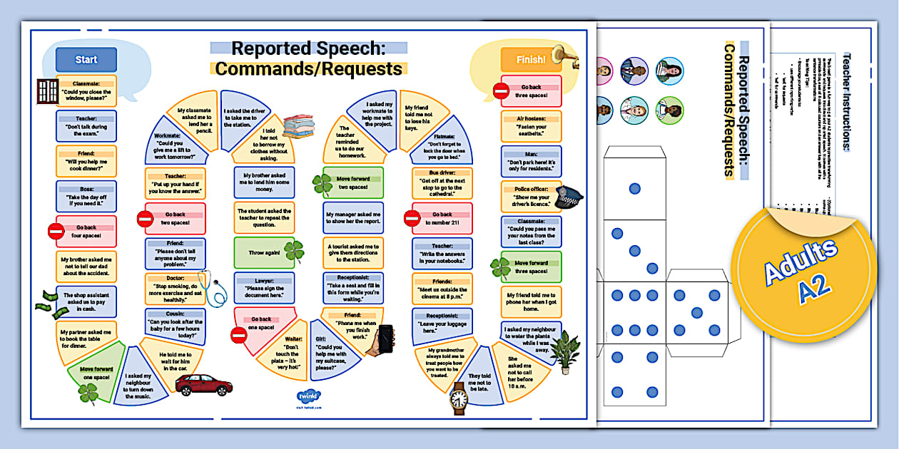 Reported Speech Commands Requests Board Game [adults A2]