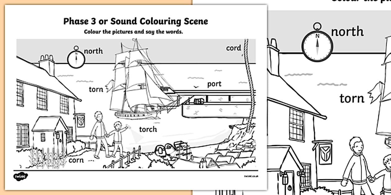 Phase 3 or Sound Colouring Scene (teacher made) - Twinkl