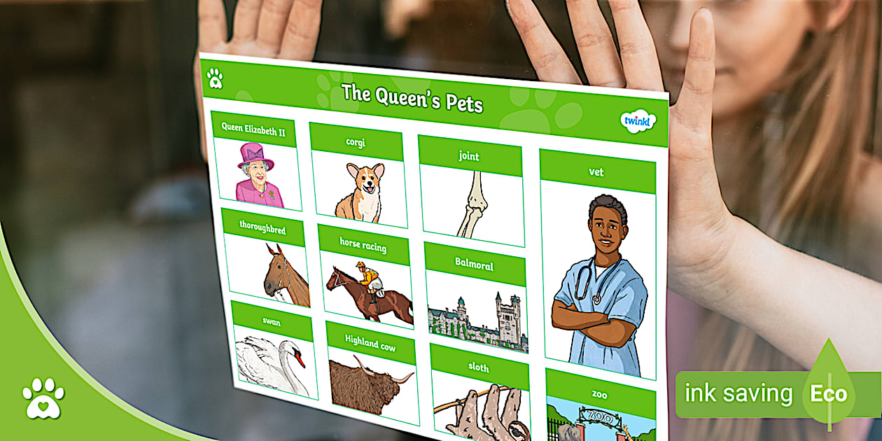 The Queen's Pets - Word Mat - Corgis - KS1 - Twinkl Pets