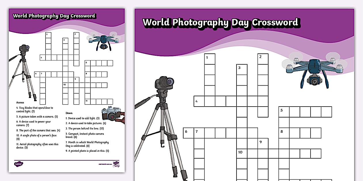 World Photography Day Crossword (l'enseignant a fait)