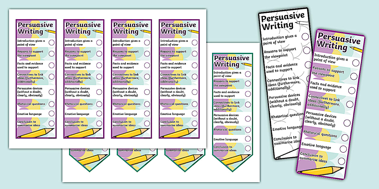 Persuasive Writing Bookmark Checklist (teacher made)
